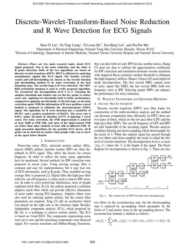Discrete Wavelet Transform Based Noise Reduction Pdf Wavelet