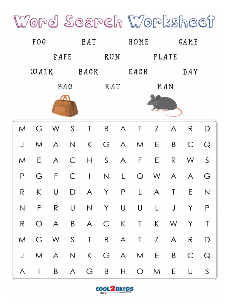 1st Grade Word Search Printable | PDF