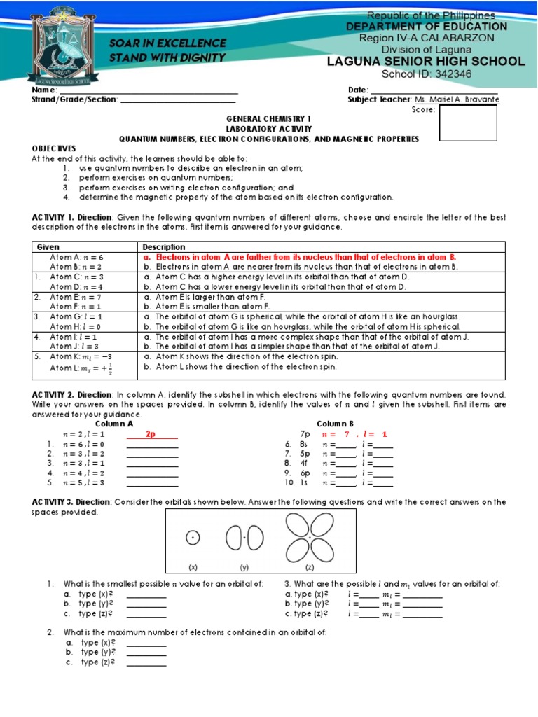 Quantum Numbers and Electron Configurations | PDF | Atomic Orbital | Atoms