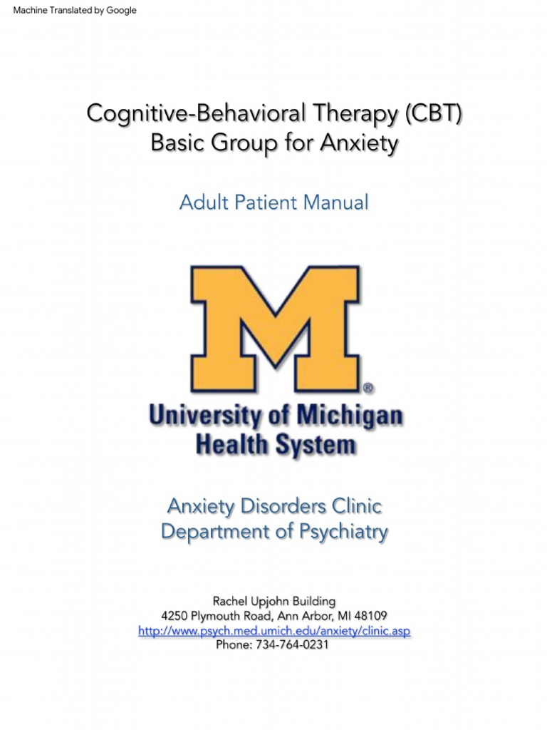 CBT Basic Group For Anxiety Patient Manual | PDF
