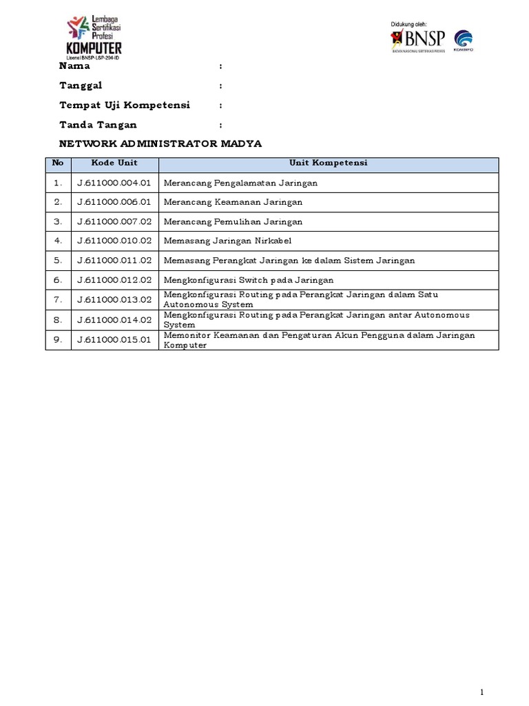 Uji Kompetensi Network Administrator Madya | PDF