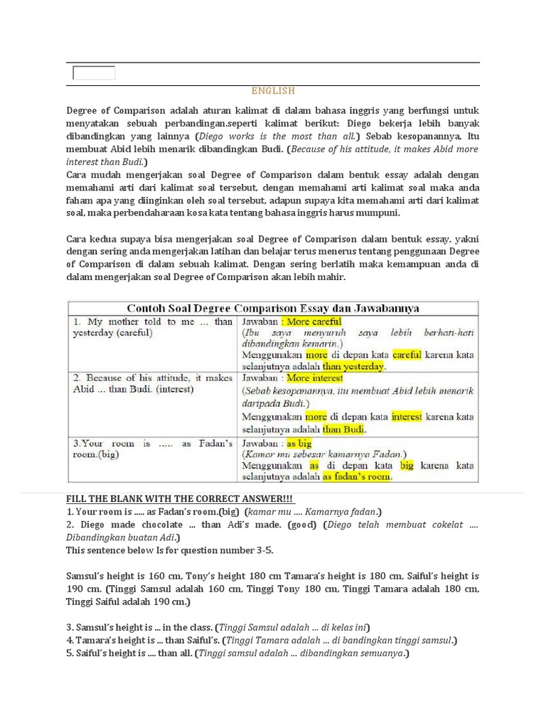 Materi Iyud Les Degree of Comparison | PDF