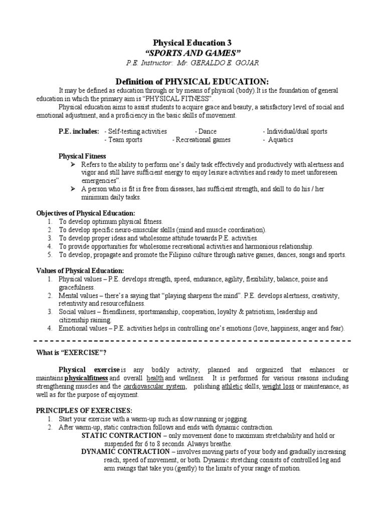 Exercise and Its Principles-PE3 | PDF | Recreation | Physical Exercise