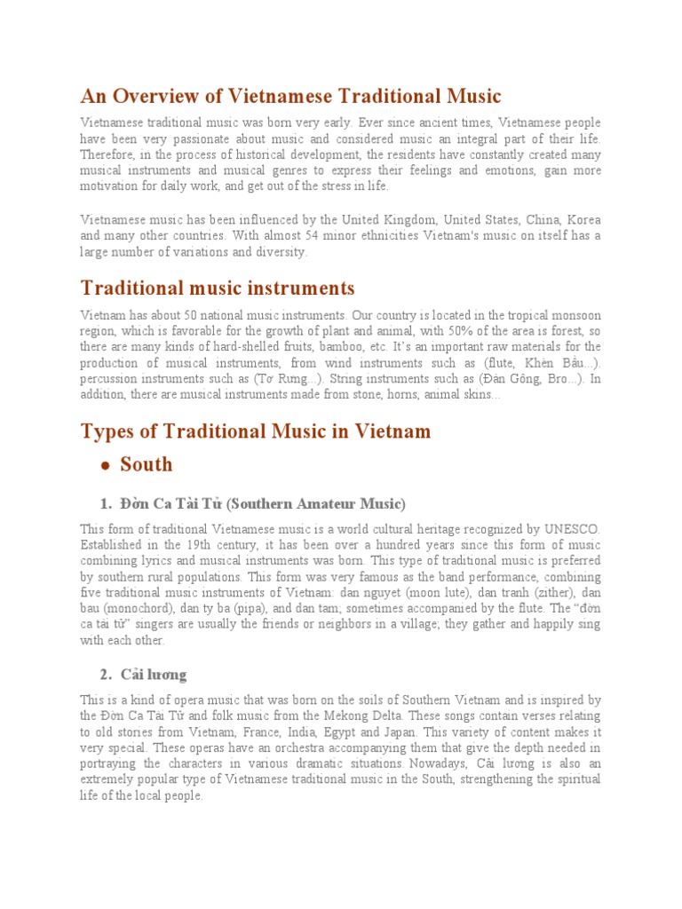 Vietnamese Traditional Music | PDF | Musical Instruments | Vietnam