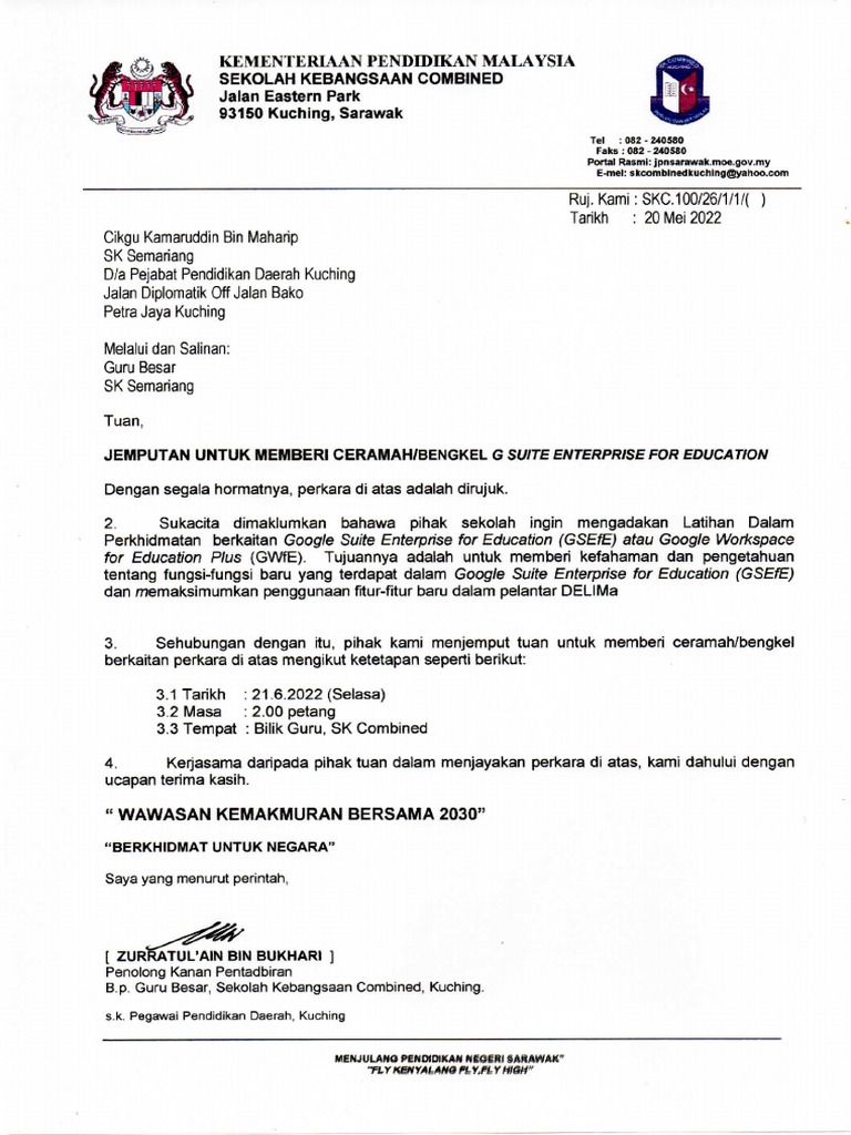 Surat Jemputan Penceramah ICT | PDF