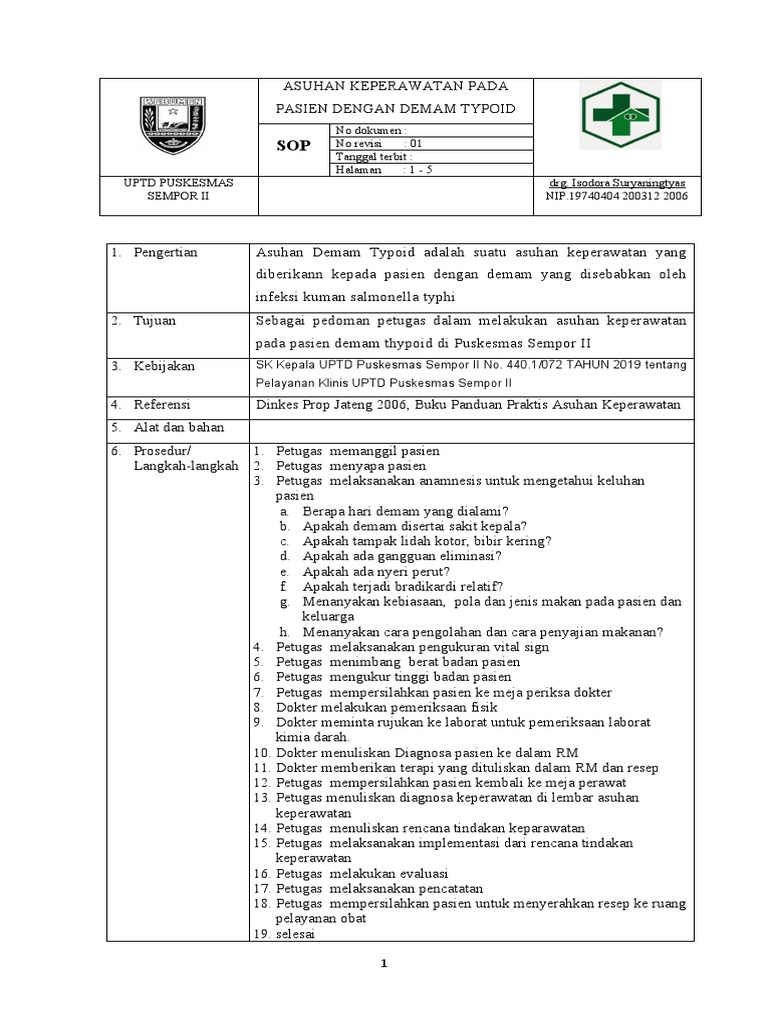 Sop Askep Demam Typoid | PDF