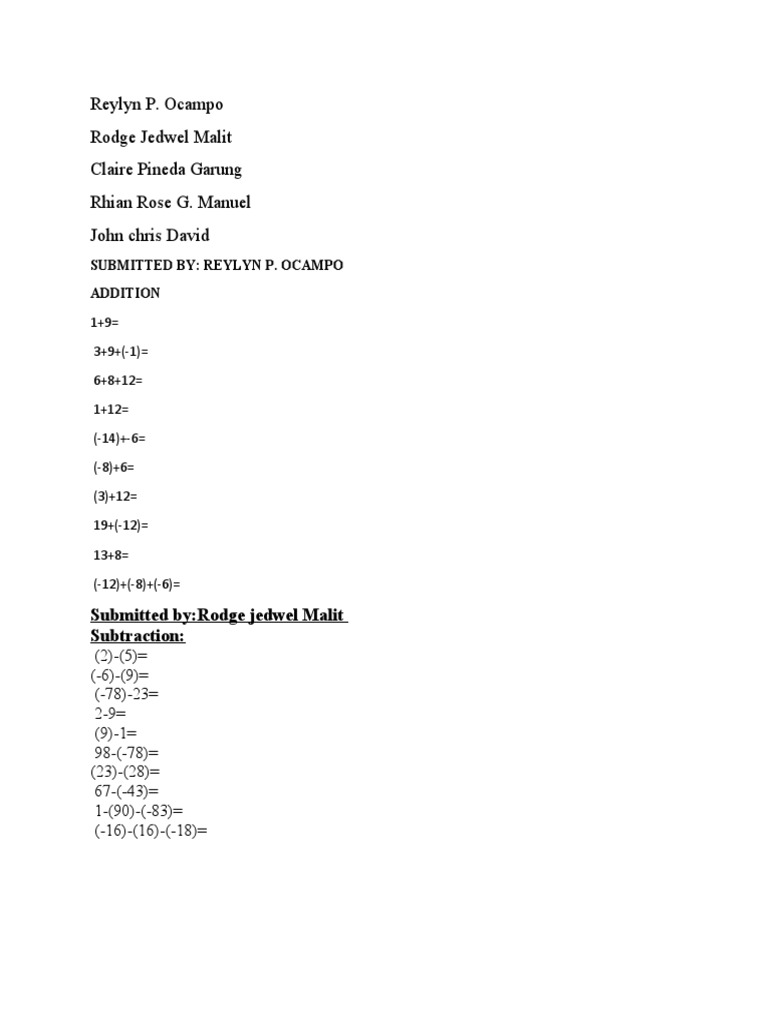 Math Operations Submission Report | PDF