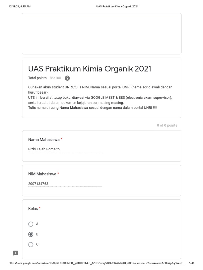 UAS Praktikum Kimia Organik 2021 | PDF