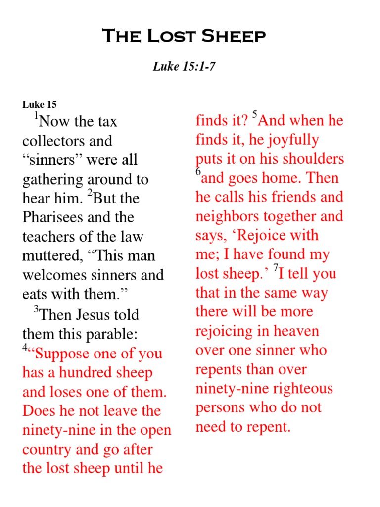 October16 The Lost Sheep | PDF | Jesus | Religious Belief And Doctrine