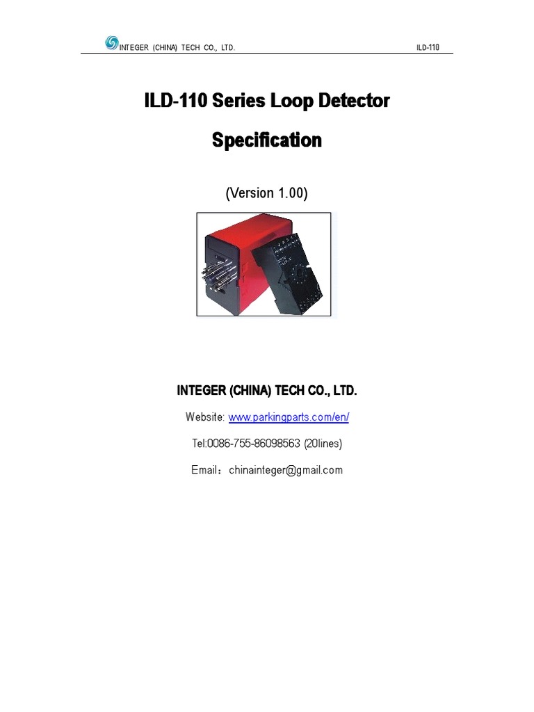 Specification and Installation Guide for the ILD-110 Loop Detector from ...