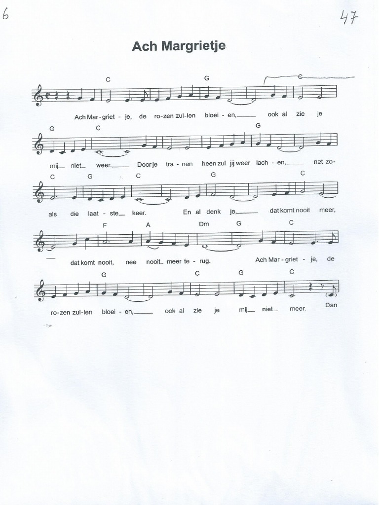 Ach Margrietje - Partituur | PDF