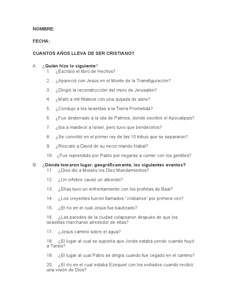 Preguntas Biblia | PDF | Jesús | Biblia
