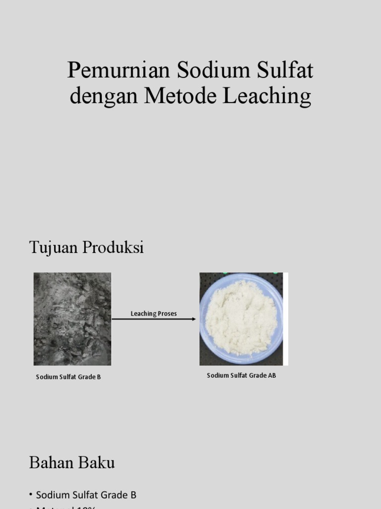 Pemurnian Sodium Sulfat Dengan Metode Leaching | PDF