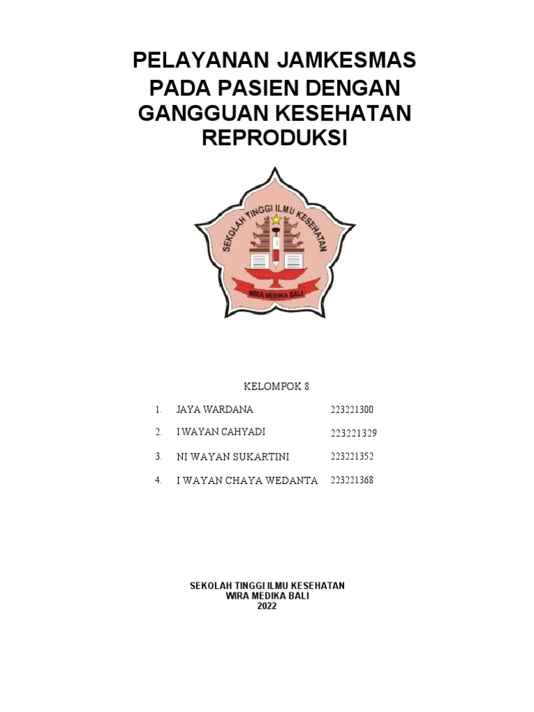 Gangguan Sistem Reproduksi DG Alur Jamkesmas KLP 8 | PDF