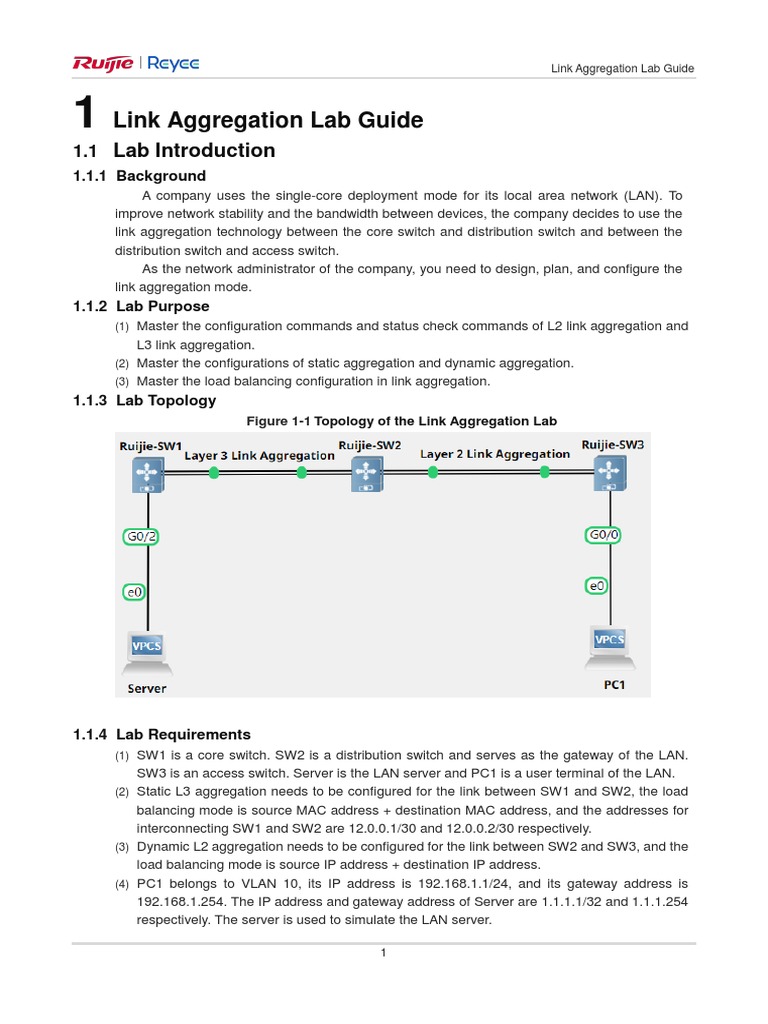 5.link Aggregation Lab Guide | PDF | Network Switch | Computer Network