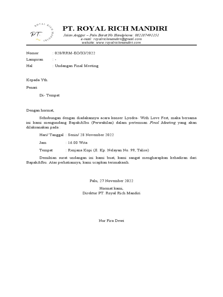 Undangan Final Meeting Soundsgood | PDF