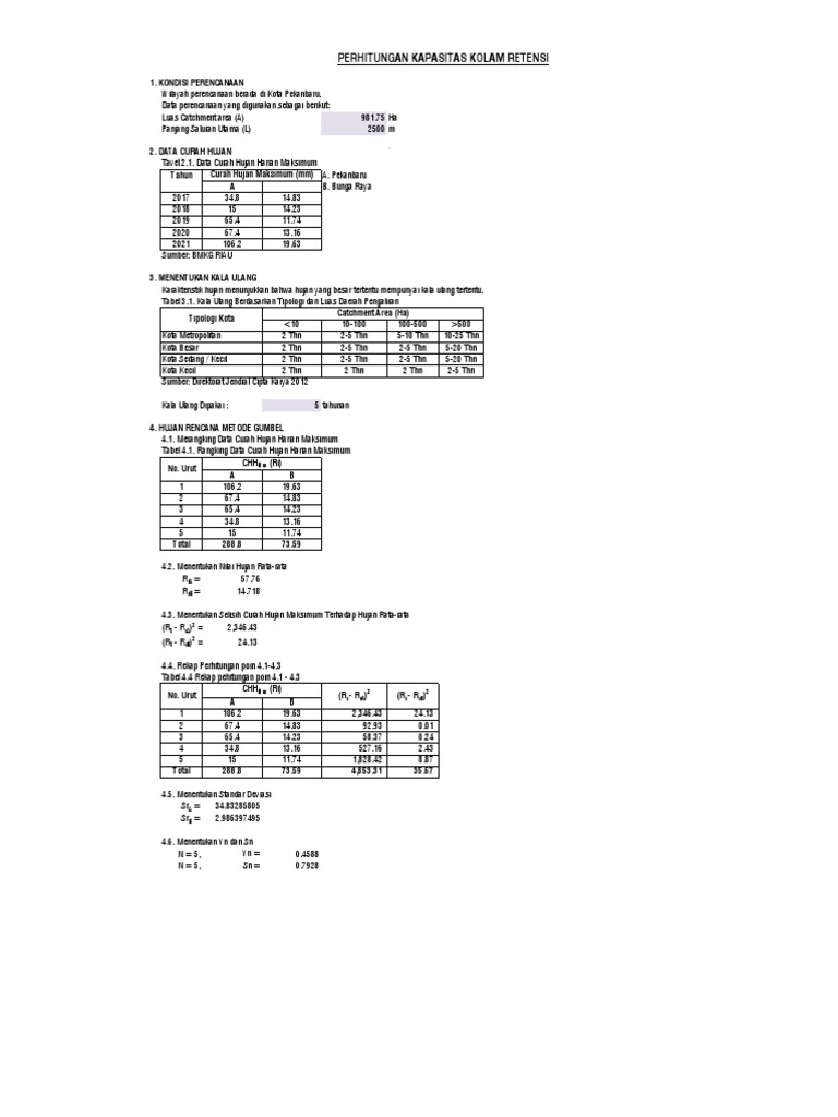 Perhitungan Kolam Retensi | PDF
