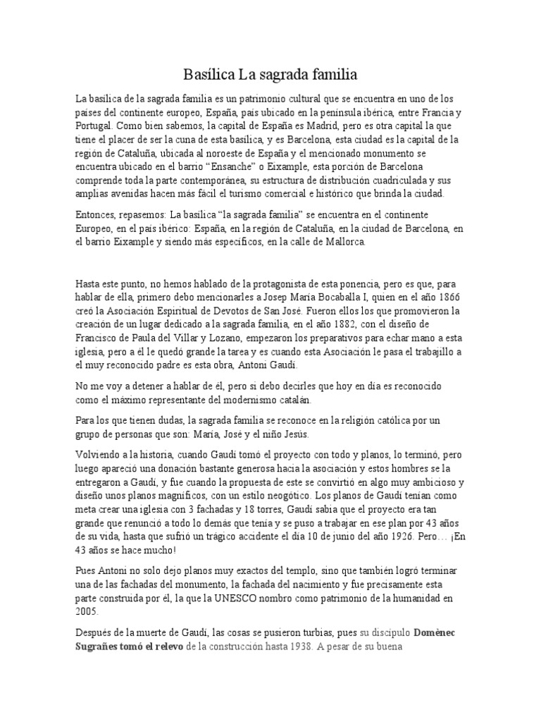 Basílica La Sagrada Familia | PDF