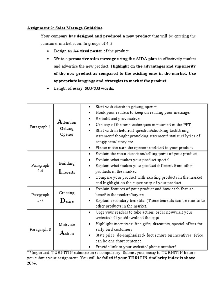 Assigment 2-Sales Message Guideline | PDF | Sales | Turnitin