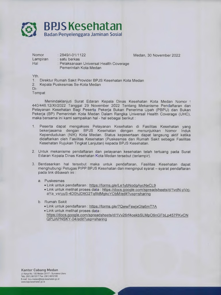 Pelaksanaan UHC Pemerintah Kota Medan - FASKES | PDF