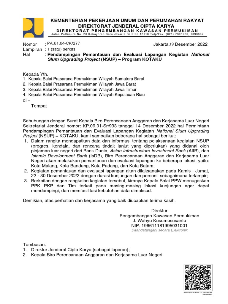 Pendampingan Pemantauan Dan Evaluasi Lapangan Kegiatan National Slum Upgrading Project (NSUP ...