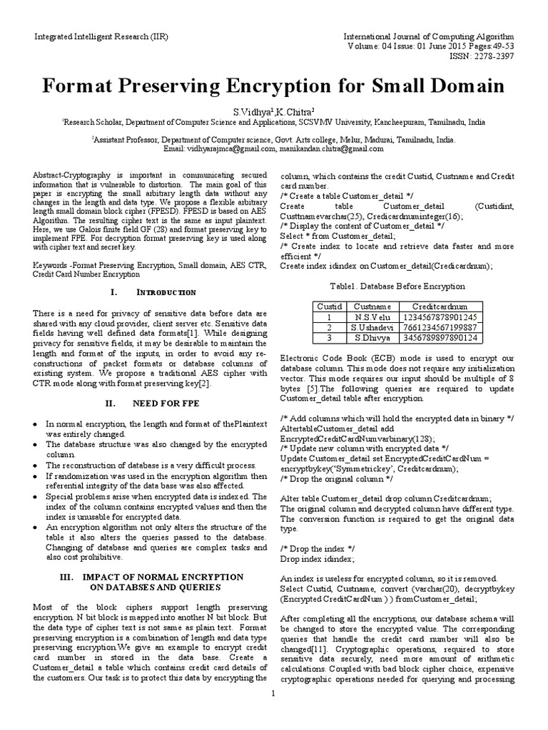 Format Preserving Encryption For Small Domain | PDF | Cryptography | Encryption