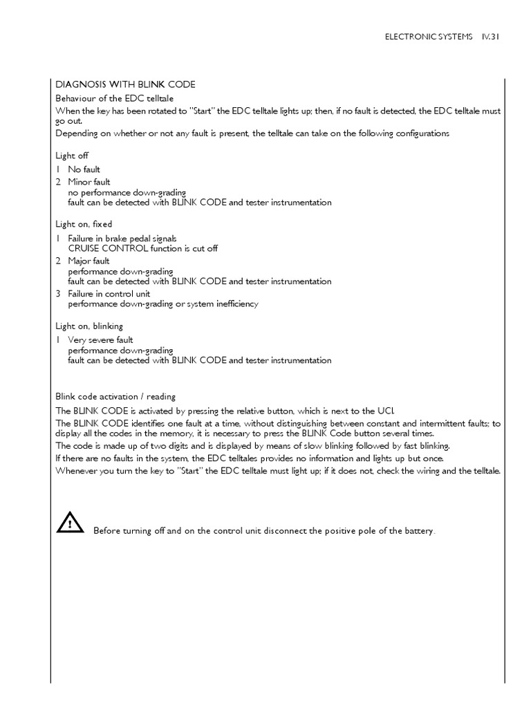 Diagnosis With Blink Code - Edc7 - 2002 - 01 | PDF | Fuel Injection | Internal Combustion Engine