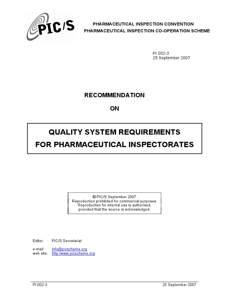 PICS Quality System Requirement | PDF | Quality Management System | Audit