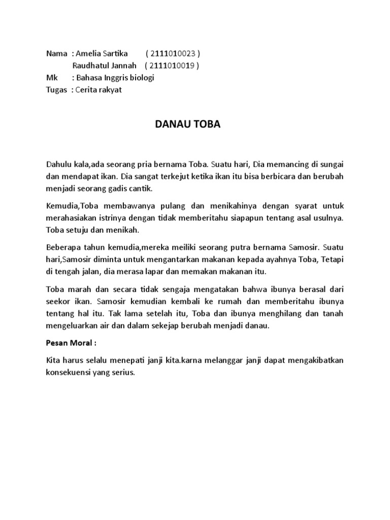 Danau Toba Amel Dan Oda | PDF