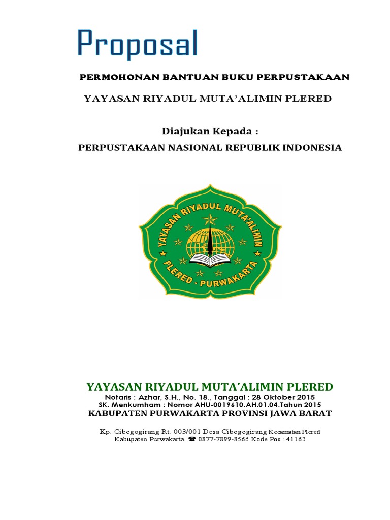 Proposal Permohonan Buku-Yayasan Riyadul Muta'alimin | PDF