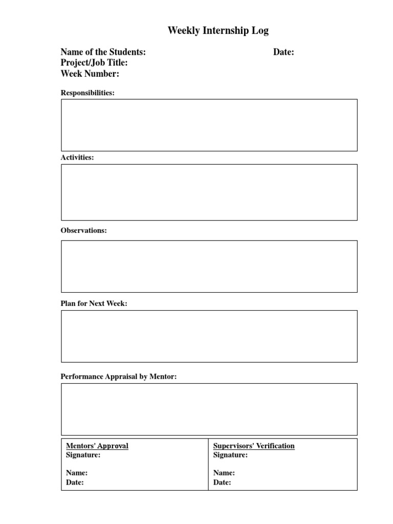 Internship Log Book Format | PDF