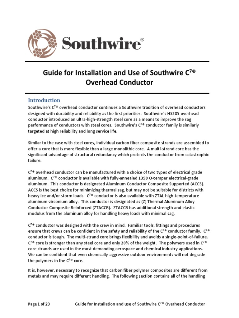 Guide For Installation of Overhead Conductor | PDF | Composite Material ...