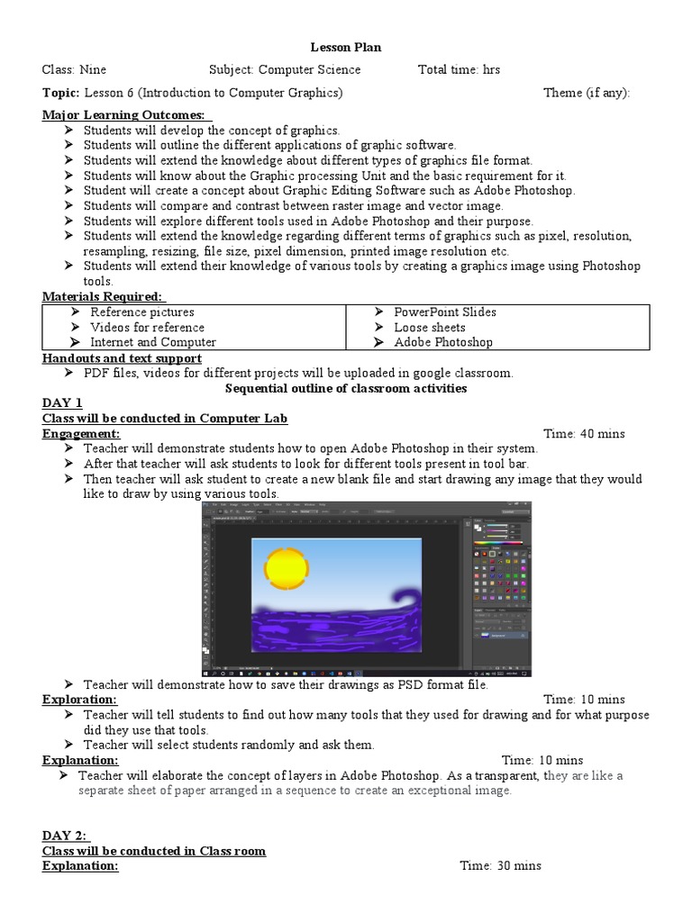 Chapter 6 Lesson Plan (Introduction To Computer Graphics) | PDF | Adobe Photoshop | Graphics