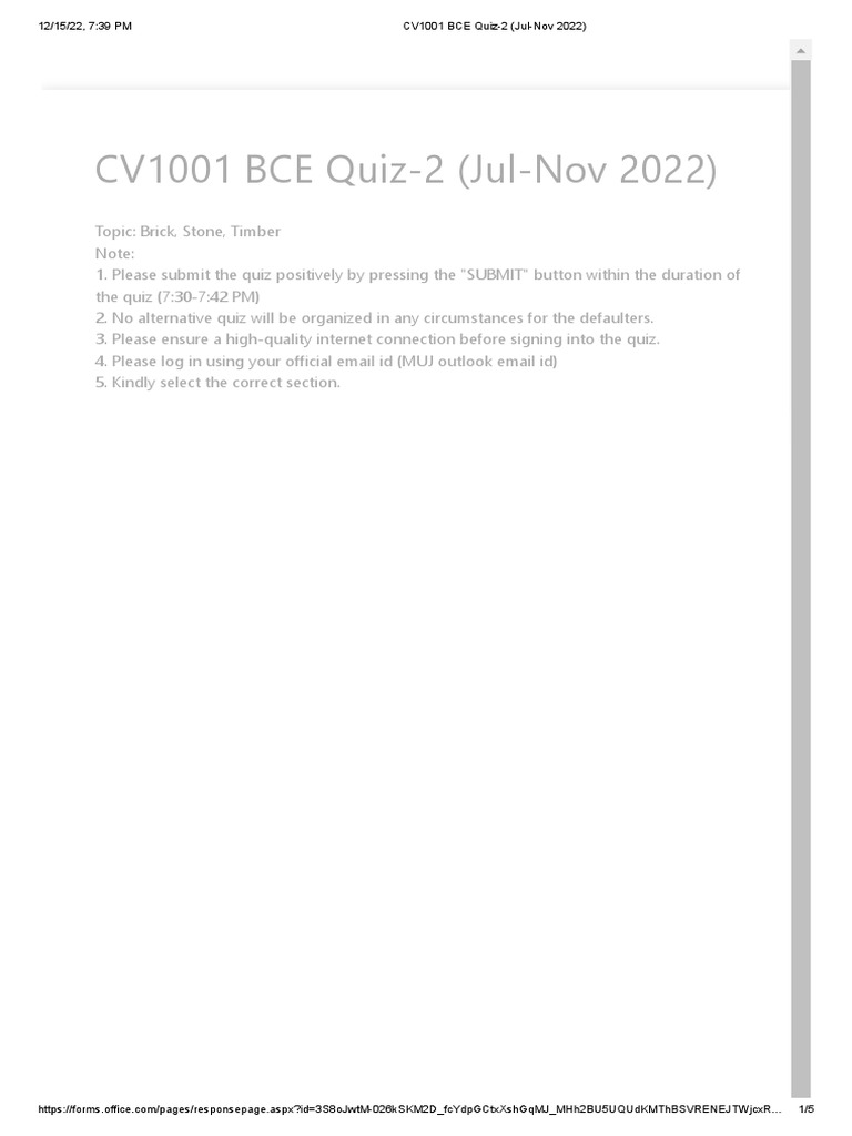 CV1001 BCE Quiz-2 (Jul-Nov 2022) | PDF | Lumber | Steel