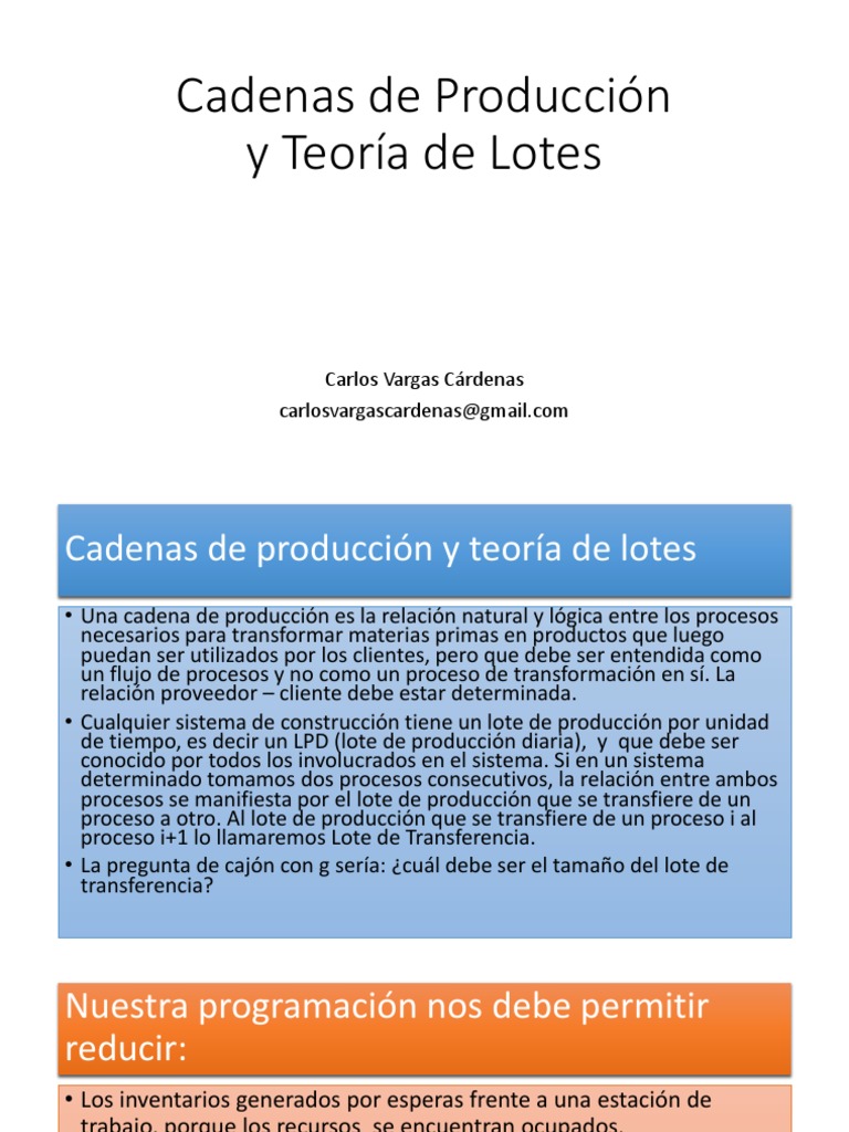 Cadenas de Produccion y Teoría de Lotes | PDF | Teoría | Business