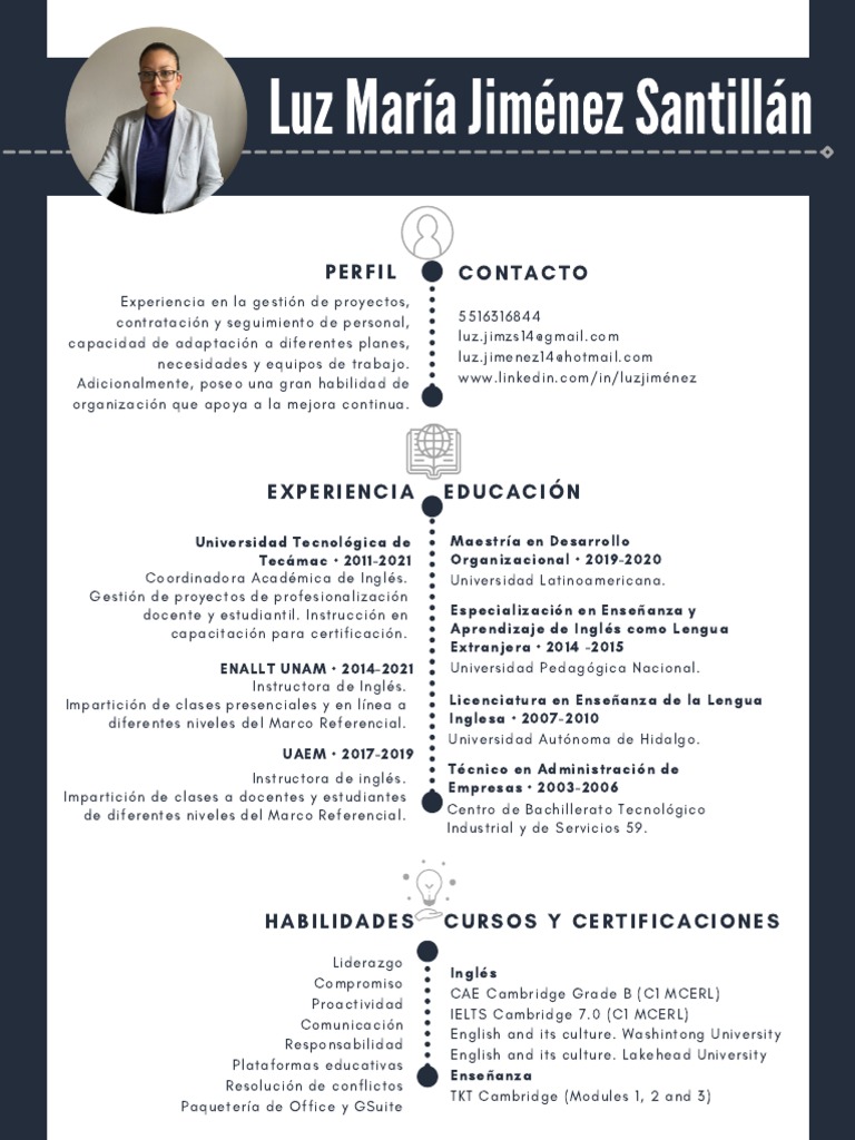 CV - Jimenez Santillan Luz Maria | PDF | Método de enseñanza | Cognición
