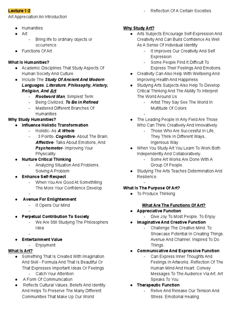 Art Appreciation Lecture 1-12 Updated | Download Free PDF | Composition (Visual Arts) | Paintings