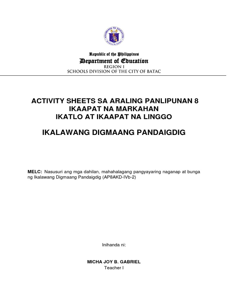 AP8 - AS - Q4 - Wk3-Wk4 - Ikalawang-Digmaang-Pandaigdig | PDF
