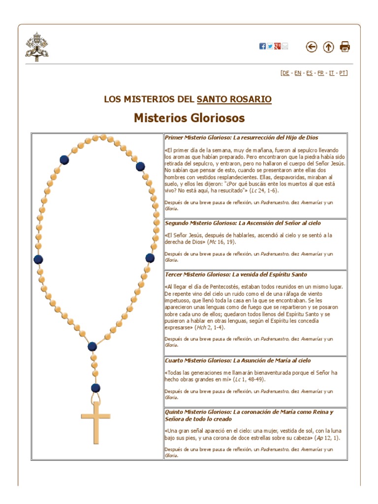 Misterios Gloriosos - Los Misterios Del Santo Rosario | PDF | orador ...
