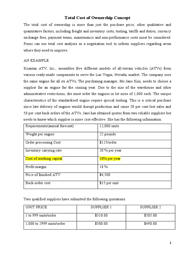 Examples TCO | PDF | Business Process | Business Economics