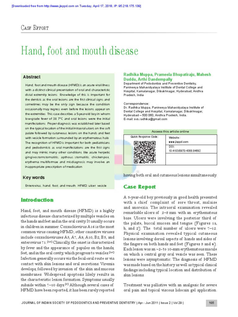 Hand Foot and Mouth Disease | PDF | Causes Of Death | Medical Specialties