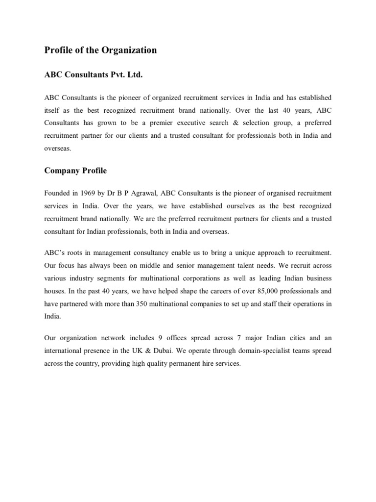 CH 2 Company Profile ABC Consultants | PDF | Recruitment | Consultant