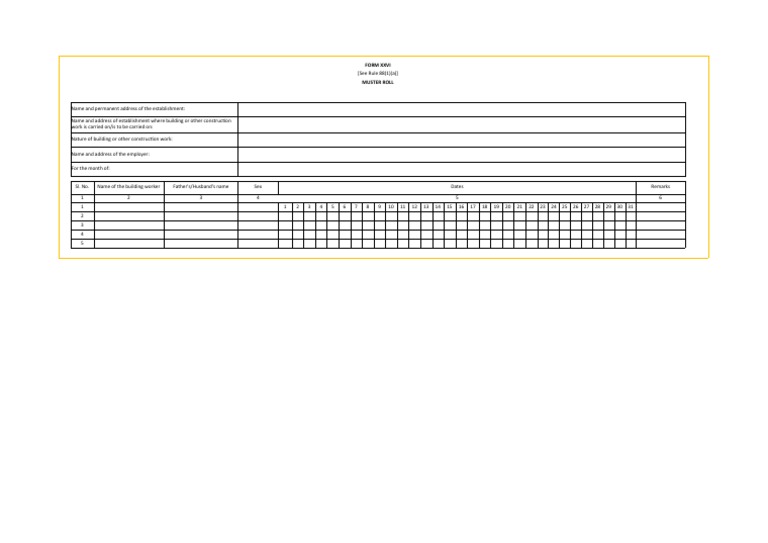 Form Xxvi (Muster Roll) | PDF