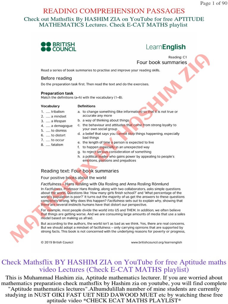 Reading Comprehension Passages | PDF | Communication | Mathematics