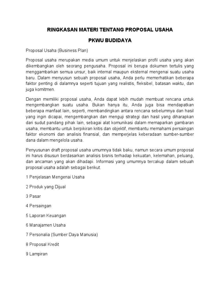 Panduan Lengkap Proposal Usaha | PDF