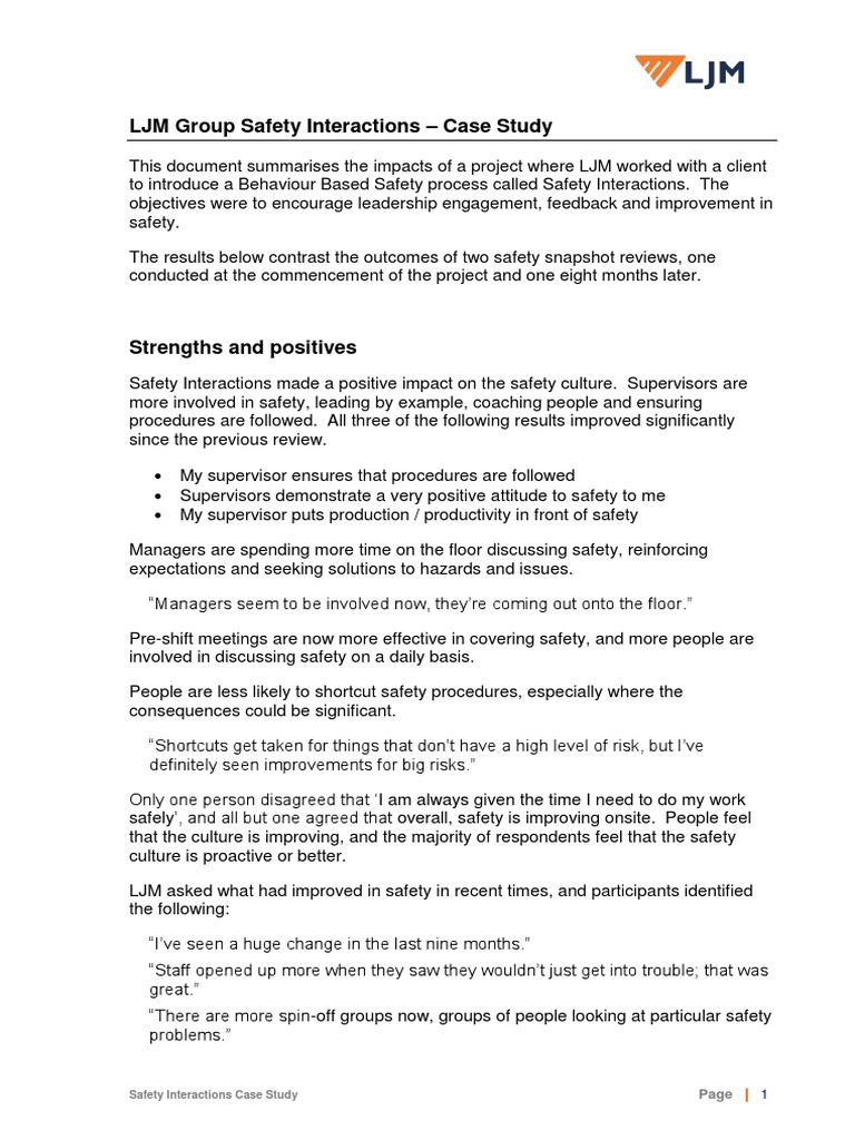 Case Study of Safety Interactions Implementation Jan 2016 1 | PDF ...