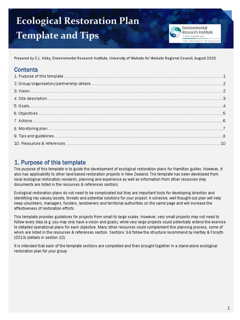 HCC LIBS Ecological Restoration Project Template | PDF | Restoration ...