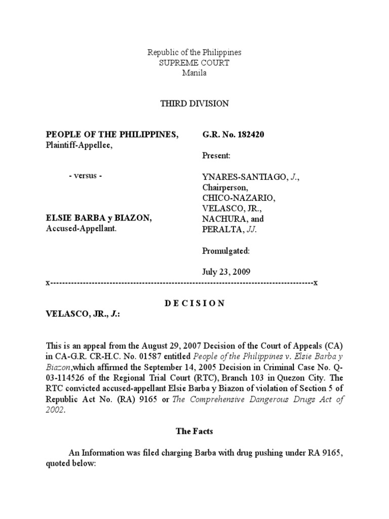 Philippine Supreme Court Drug Case Decision | PDF | Presumption Of ...