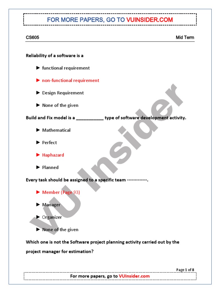 Cs605 Mid Term Past Paper 2 Pdf Risk Reliability Engineering 