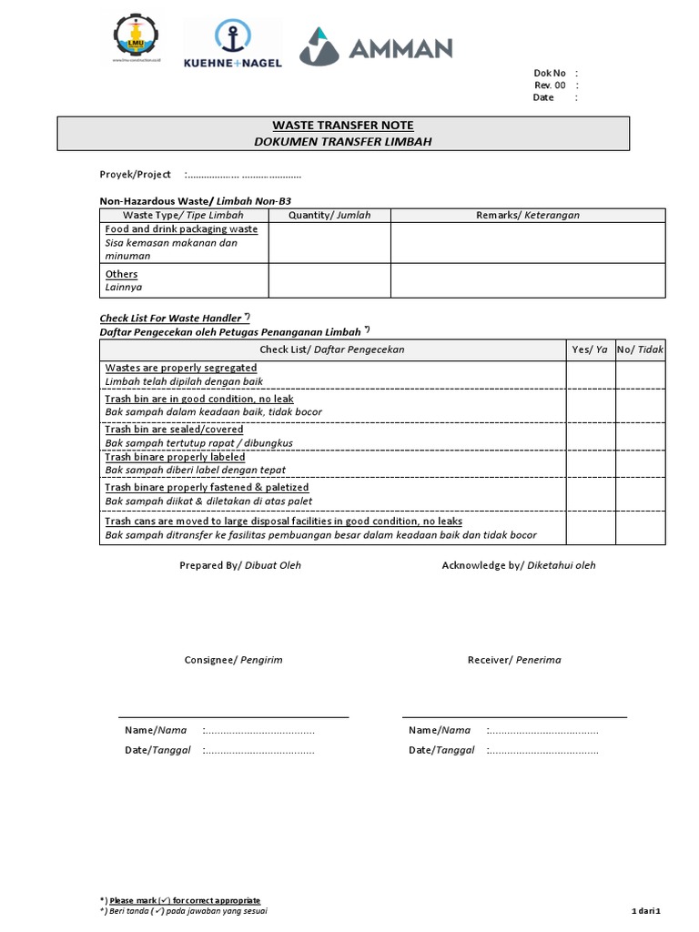 Waste Transfer Note | PDF